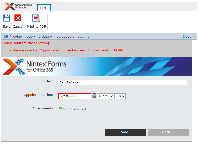 Time Range Validation in Nintex Forms (Classic Designer) – TechRhodes