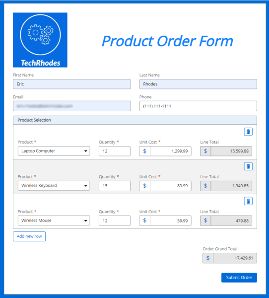 Display Start Form Repeating Section Data on a Workflow Task Form in ...